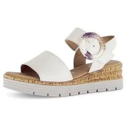 Keilsandalette Gabor "Genua", Damen, Gr. 37, creme, Glattleder, Schuhe, Plateau, Sommerschuh mit dekorativer Zierschnalle, G-Weite