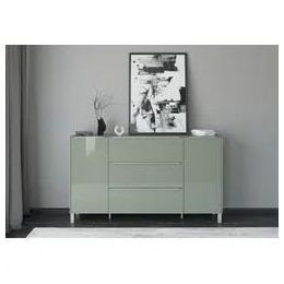 Sideboard "Reno", olivgr&uuml;n matt lack, glas olivgr&uuml;n glanz, B:182cm H:106cm T:42cm, Glas, Holzwerkstoff, SET ONE BY Musterring, Sideboards, Sideboard, Mit Vierkantfu&szlig; in diversen Farben, 106 cm H&ouml;he & Farbauswahl