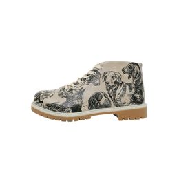 DOGO Schn&uuml;rstiefel 'DOGO Shortcut Boots - The Life of Dogs' Damen Gr&ouml;&szlig;e 36 beige Winterschuhe