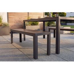 Riess Ambiente Moderne Gartenbank DESIGNO 130cm dunkelbraun schwarz Aluminium wetterfest Outdoor Sitzbank Riess-Ambiente