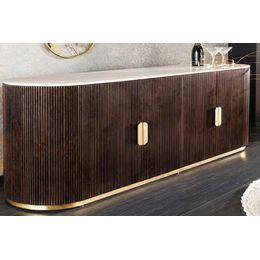 Riess Ambiente Design Sideboard GATSBY 170cm braun gold Mangoholz wei&szlig;e Marmorplatte Riess-Ambiente Glamour Retro Vintage