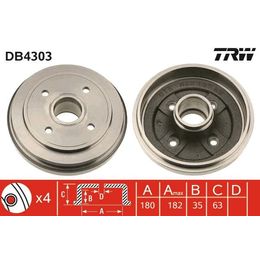 TRW Bremstrommel DB4303 hinten rechts links f&uuml;r SUZUKI VAUXHALL OPEL 4704595 9208532 43511-76G50