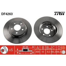 TRW Bremsscheibe DF4263 hinten rechts links voll 300mm f&uuml;r MERCEDES-BENZ (BBDC) 000423101207 A2114230712 2114230712
