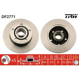 TRW Bremsscheibe DF2771 hinten rechts links voll 245mm f&uuml;r AUDI 8D0615601B 8D0615301B 8DO615301B