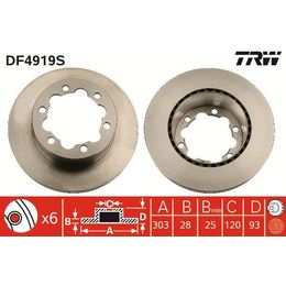 TRW Bremsscheibe DF4919S hinten rechts links bel&uuml;ftet 303mm f&uuml;r VW MERCEDES-BENZ A9074230100 9074230100 2E0615601