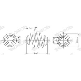 Monroe Fahrwerksfeder SPRINGS SN2783 hinten rechts links Schraubenfeder mit konstantem Drahtdurchmesser 163mm f&uuml;r RENAULT VAUXHALL OPEL 91168771 44097