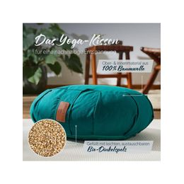DoYourFitness Yoga-Kissen Ganesh gef&uuml;llt Dinkelspelz dunkelgr&uuml;n Halbmond gr&uuml;n | Gr.: onesize