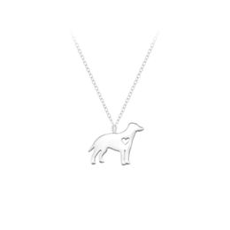 Alexander York Kette mit Anh&auml;nger HUND cut out Design HERZ in 925 Silber - 2-tlg. in silber | Gr.: onesize
