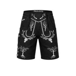 PAULGOS Jogginghose Design Trachten Lederhose Bermuda Shorts Kurz JOK6 in Schwarz | Gr.: 4XL