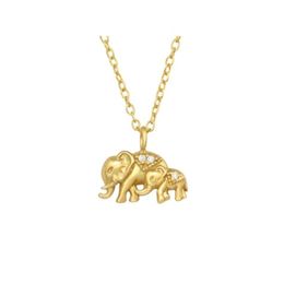 Alexander York Kette mit Anh&auml;nger ELEFANT FAMILIE in Gold aus 925 Silber - 2-tlg. in silber | Gr.: onesize