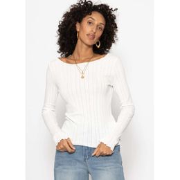 SASSYCLASSY Pointelle Langarmshirt in Wei&szlig; | Gr.: M