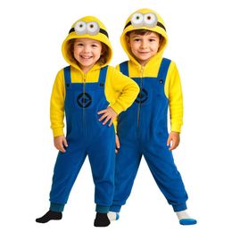 Minions Jumpsuit mit Kapuze Overall Onesie Einteiler in Mehrfarbig | Gr.: 134/140