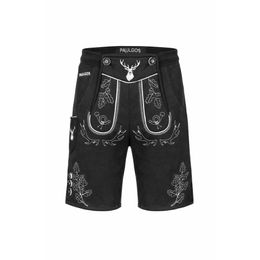 PAULGOS Jogginghose Design Trachten Lederhose Bermuda Shorts Kurz JOK5 in Schwarz | Gr.: L