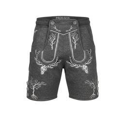 PAULGOS Jogginghose Design Trachten Lederhose Bermuda Shorts Kurz JOK6 in Dunkelgrau | Gr.: S