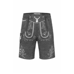 PAULGOS Jogginghose Design Trachten Lederhose Bermuda Shorts Kurz JOK5 in Dunkelgrau | Gr.: M