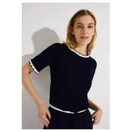 More & More More & More feminines Kurzarmshirt, Kontrastkante in marine | Gr.: 40