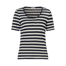 More & More More & More gestreiftes Cotton-Kurzamshirt, Wellenoptik in marine/offwhite | Gr.: 36