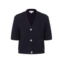 More & More More & More kurze, shiny Struktur-Strickjacke in marine | Gr.: 42