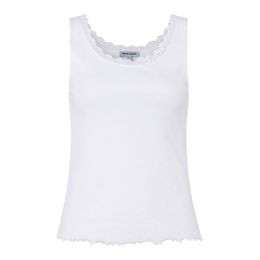 More & More More & More feminines, geripptes Top, Spitzenborte in white | Gr.: 42