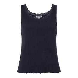 More & More More & More feminines, geripptes Top, Spitzenborte in marine | Gr.: 36