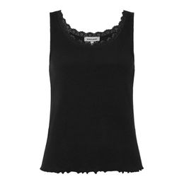 More & More More & More feminines, geripptes Top, Spitzenborte in black | Gr.: 38