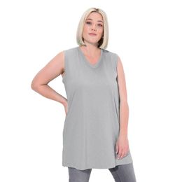 Ulla Popken Strick-Top in hellgrau m&eacute;lange | Gr.: 50-52