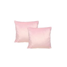 JACK 2er Set Teddy Flausch Kissenh&uuml;lle Kissenbezug in Rosa | Gr.: 50x30-cm