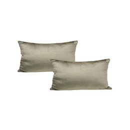 JACK 2er Set Teddy Flausch Kissenh&uuml;lle Kissenbezug in Taupe | Gr.: 50x30-cm