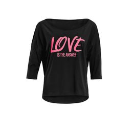 WINSHAPE 3/4-Arm Shirt Ultra Light mit Glitzer-Aufdruck MCS001 in schwarz/neon pink | Gr.: S