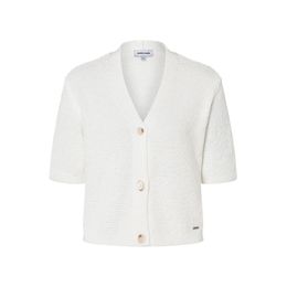 More & More More & More kurze, shiny Struktur-Strickjacke in offwhite | Gr.: 38
