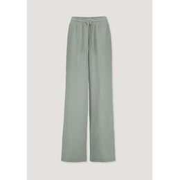 hessnatur Gewebe Hose Wide Leg aus reiner Bio-Baumwolle in mattgr&uuml;n | Gr.: 46