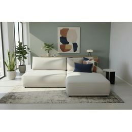 Ecksofa Trendmanufaktur "Fordon II, Schlafsofa mit Bettkasten, Couch in L-Form, Breite 250 cm", grau (sandgrau), B:250cm H:82cm T:167cm, 100% Polyester, Sofas, Ecksofa, in Struktur LUMOS, 3D-Effekt, sandgrau, Armlehne rechts