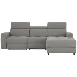Ecksofa Home Affaire "Sentrano, L-Form", grau (hellgrau), B:275cm H:82cm T:164cm, NaturLEDER/Kunstleder (Das Leder hat eine Dicke von 0, 9-1, 0 mm);Kunstleder;Webstoff (95% Polyester, 5% Nylon);Struktur fein (95% Polyester, 5% Nylon), Sofas, Ecksofa, 275 cm, man. o. elektr. Relaxfunktion und USB/Kopfverstellung