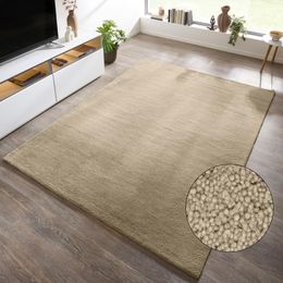 Wollteppich OTTO HOME "Gabbo Natur, Handgefertigt, Teppich, reine Wolle, meliert" Gr. 1, beige (sand), B:40cm H:14mm L:60cm, Wolle, Teppiche, reine Wolle, Uni, Wohnzimmer, Schlafzimmer, Esszimmer