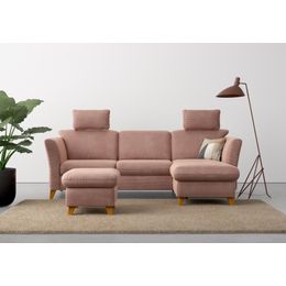 Ecksofa Home Affaire "Trelleborg L-Form", rosa (altrosa), B:249cm H:86cm T:162cm, 95% Polyester, 5% Polyamid, Sofas, Ecksofa, wahlweise mit Bettfunktion und Bettkasten, inkl. Federkern-Polsterung