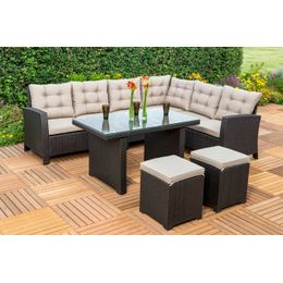 Gartenlounge-Set Merxx "Salerno", braun, Obermaterial: 100% Polyester. F&uuml;llung: 100% Polyurethan, Sitzm&ouml;bel-Sets, Schenkel beidseitig montierbar
