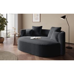 2,5-Sitzer "ISALIE, rundes Loungesofa, mit Kissen, perfekt gepolstert", grau (anthrazit), B:200cm H:98cm T:145cm, LeGer Home by Lena Gercke, Sofas, moderne Stoffe, mit 4 Zierkissen, extra gro&szlig;e Sitzfl&auml;che