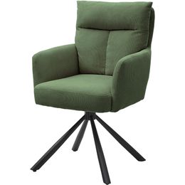 Armlehnstuhl Stolkom "Sofia", gr&uuml;n (gr&uuml;n, schwarz, schwarz, gr&uuml;n), B:60cm H:93cm T:67cm, Polyester, St&uuml;hle, Armlehnstuhl, 180 grad drehbar mit Auto-Return, Federkern im Sitz