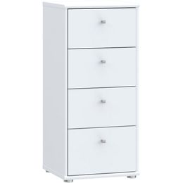 Kommode FORTE "Tempra, Kommode, 4 Schubk&auml;sten, H&ouml;he 85,5 cm", wei&szlig;, B:38,6cm H:85,5cm T:34,8cm, Dekorfolie, FSC-zertifizierter Holzwerkstoff, Sideboards, Kommode, Breite 38,6 cm