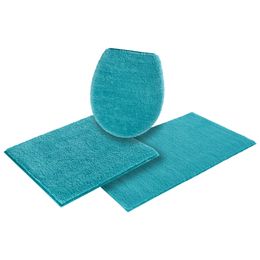 Badematte OTTO HOME "Vanessa, Badvorleger, Badezimmer Teppich" Gr. 12, blau (t&uuml;rkis), H:10mm, Polyester, Badematten, Badematte, Badteppich, weiche Haptik, unifarben