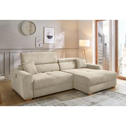 Jockenh&ouml;fer Ecksofa JOCKENH&Ouml;FER GRUPPE "Slider L-Form, B: 277 cm, mit 60 cm elektr. Sitztiefenverstellung", grau (grau, beige 426, 17), B:279cm T:126cm, Korpus: 100% Polyester;Kissen: 100% Polyester, Sofas, Ecksofa, 140kg Belastbarkeit, USB-Anschluss, Kopfteilverstellung & Zierkissen, Topseller