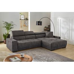 Jockenh&ouml;fer Ecksofa JOCKENH&Ouml;FER GRUPPE "Le Mans L-Form, B: 320 cm, mit 30 cm elektr. Sitztiefenverstellung", grau (anthrazit), B:320cm T:110cm, Korpus: 100% Polyester;Kissen: 100% Polyester, Sofas, Ecksofa, Kopfteilverstellung, induktive Ladestation, USB-Anschluss & Zierkissen, Topseller