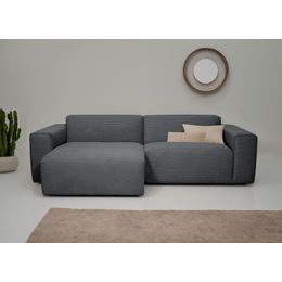 Ecksofa OTTO HOME "Clayton Breite 247 cm, L-form", grau, B:247cm H:70cm T:141cm, 100% Polyester, Sofas, Ecksofa, in einem trendigen Cord-Bezug, verschiedene Kombinationen verf&uuml;gbar