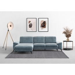 Sit & More Ecksofa SIT & MORE "Cabana L-Form", blau (blaugrau), B:301cm H:84cm T:195cm, 100% Polyester, Sofas, Ecksofa, Recamiere, wahlweise mit Sitztiefen-, Armlehnen- und Kopfteilfunktion