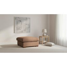 Polsterhocker Home Affaire "Coray", braun (light braun), B:92cm H:47cm T:92cm, 100% Polyester, Hocker, Polsterhocker, mit Federn und Daunen