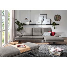 Ecksofa W.Schillig "broadway, Designsofa mit tollem Sitzkomfort", grau (grau s22), B:291cm H:94cm T:164cm, Flachgewebe S22 (100% Polyester), Sofas, Ecksofa, Sitztiefenverstellung, Kopfteil- & Seitenteilverstellung, Breite 291cm