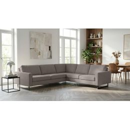 Ecksofa Home Affaire "Pinto, XXL, 250/290 cm, langer Schenkel, Ottomane", braun, B:290cm H:85cm T:250cm, 100% Polyester, Sofas, Ecksofa, Cord, Chenille, Lederoptik, mit Keder, Metallf&uuml;&szlig;e, Wellenunterfederung