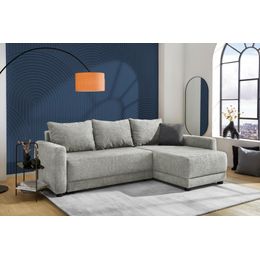Jockenh&ouml;fer Ecksofa JOCKENH&Ouml;FER GRUPPE "Venezia L-Form, B: 234 cm", grau, grau, schwarz, B:234cm T:154cm, Korpus: 100% Polyester;Kissen: 100% Polyester, Sofas, Ecksofa, mit Bettfunktion, Bettkasten & Zierkissen