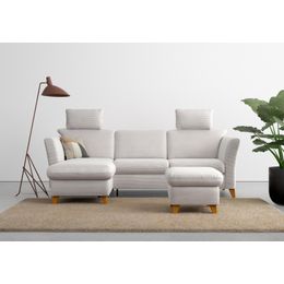 Ecksofa Home Affaire "Trelleborg L-Form", silber, B:249cm H:86cm T:162cm, 95% Polyester, 5% Polyamid, Sofas, Ecksofa, wahlweise mit Bettfunktion und Bettkasten, inkl. Federkern-Polsterung