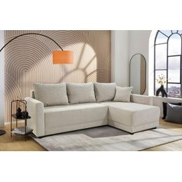 Jockenh&ouml;fer Ecksofa JOCKENH&Ouml;FER GRUPPE "Venezia L-Form, B: 234 cm", greige, B:234cm T:154cm, Korpus: 100% Polyester;Kissen: 100% Polyester, Sofas, Ecksofa, mit Bettfunktion, Bettkasten & Zierkissen